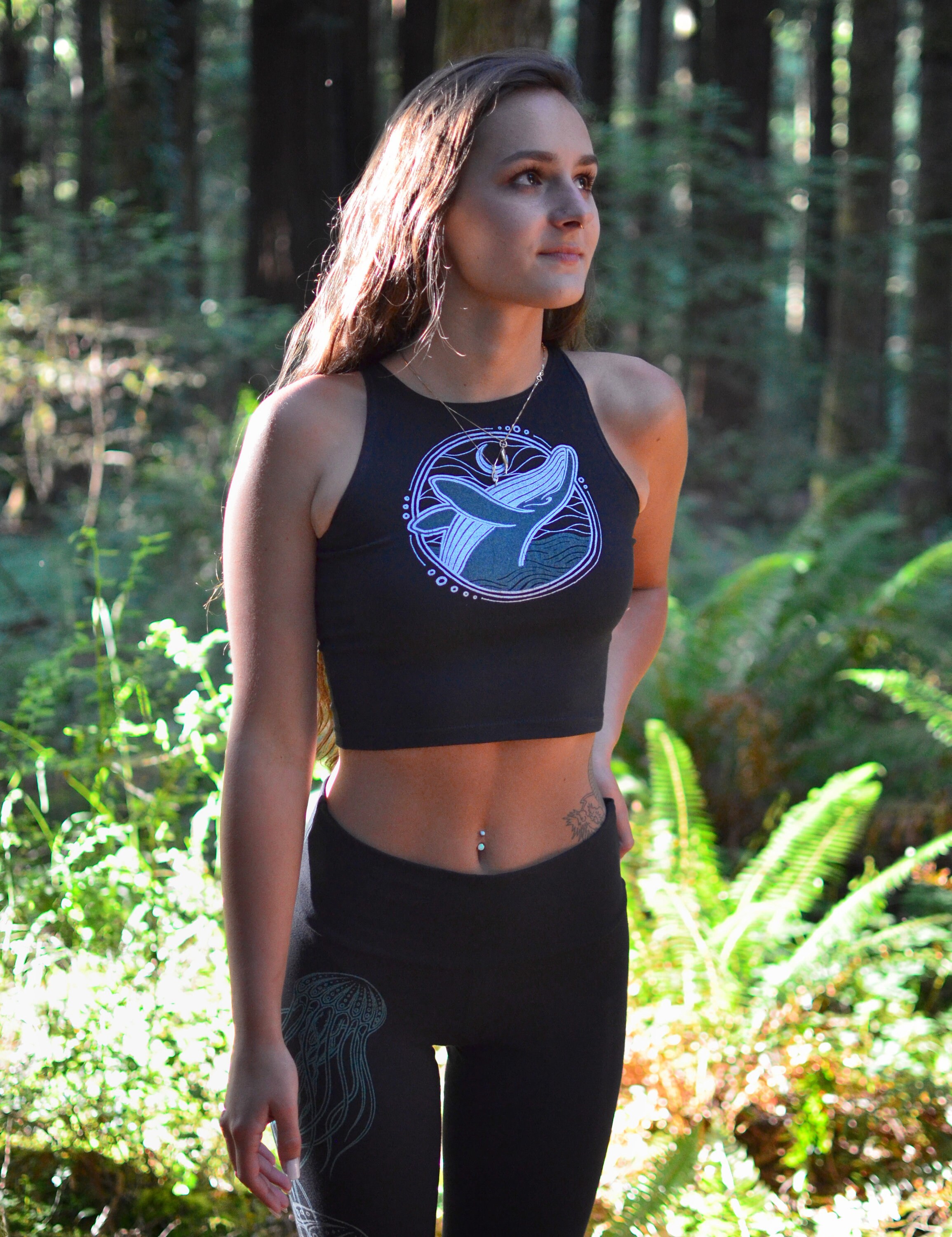 Glow in the Dark Whale Fitted Crop Top Sacred Geometry Crop | Etsy