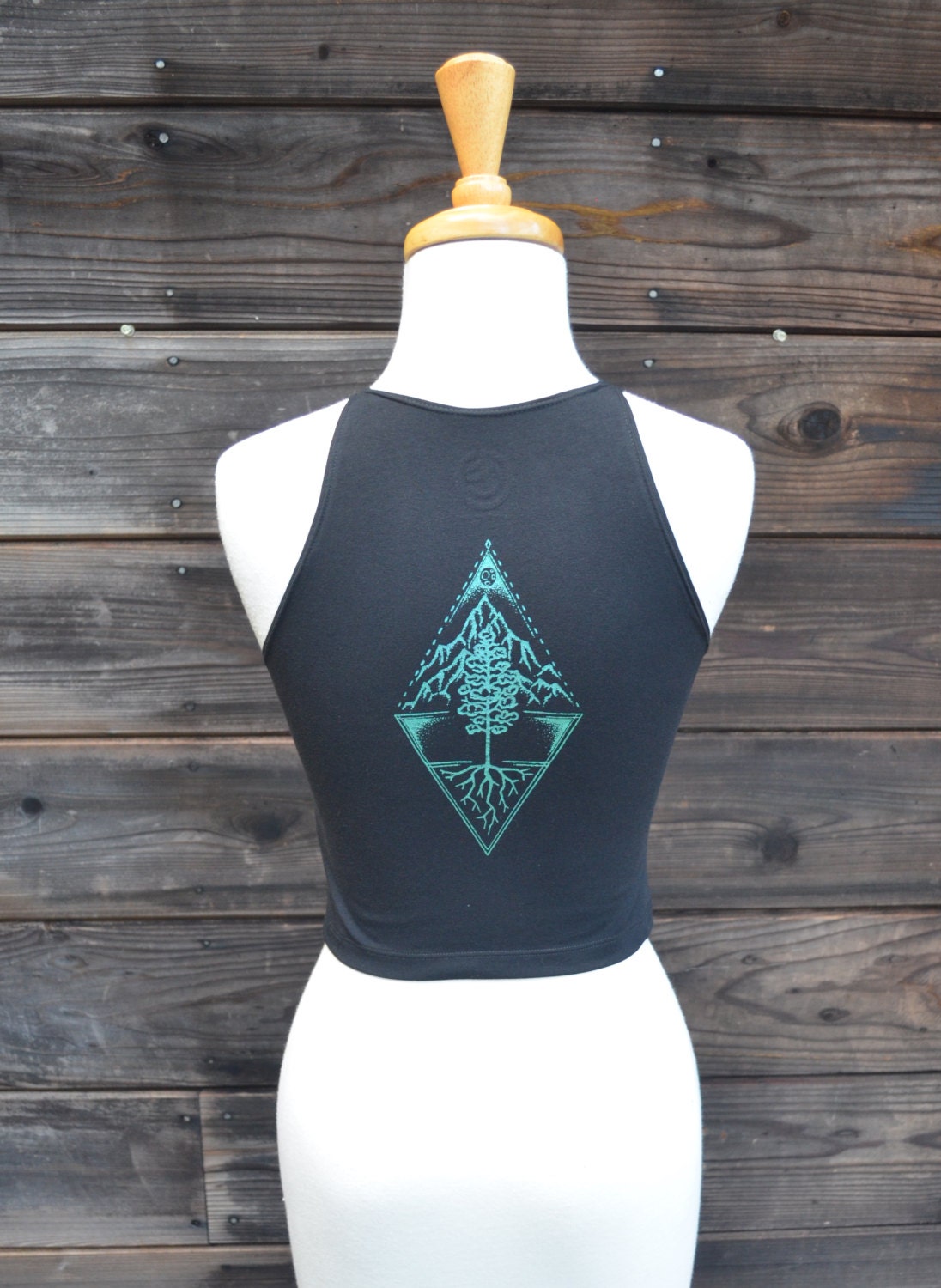 Black Fitted Tree Crop Top - "earth" Element Series Crop Top - Festival ...