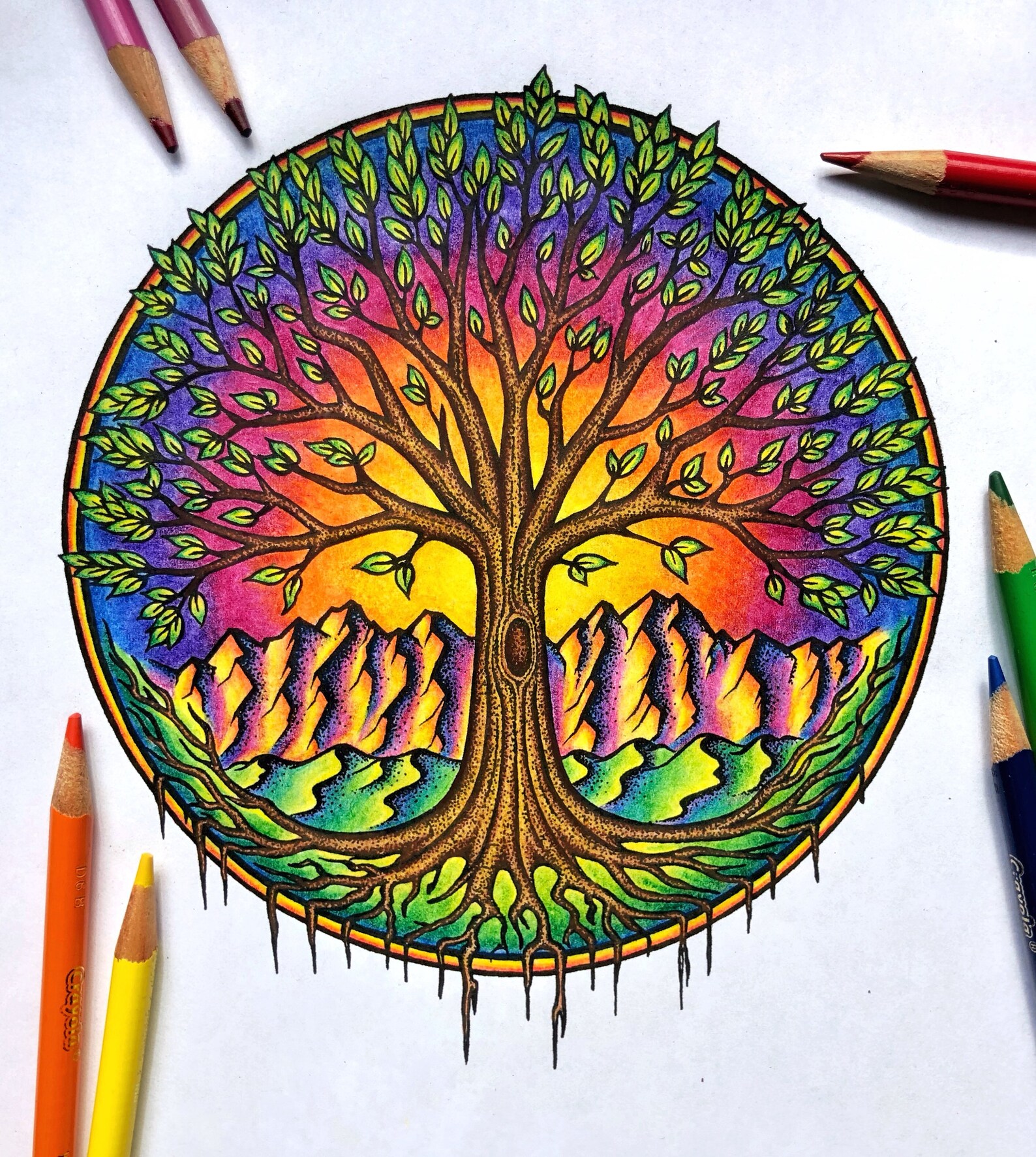 Hand Drawn Tree Sticker Nature Sticker Sun Sticker - Etsy