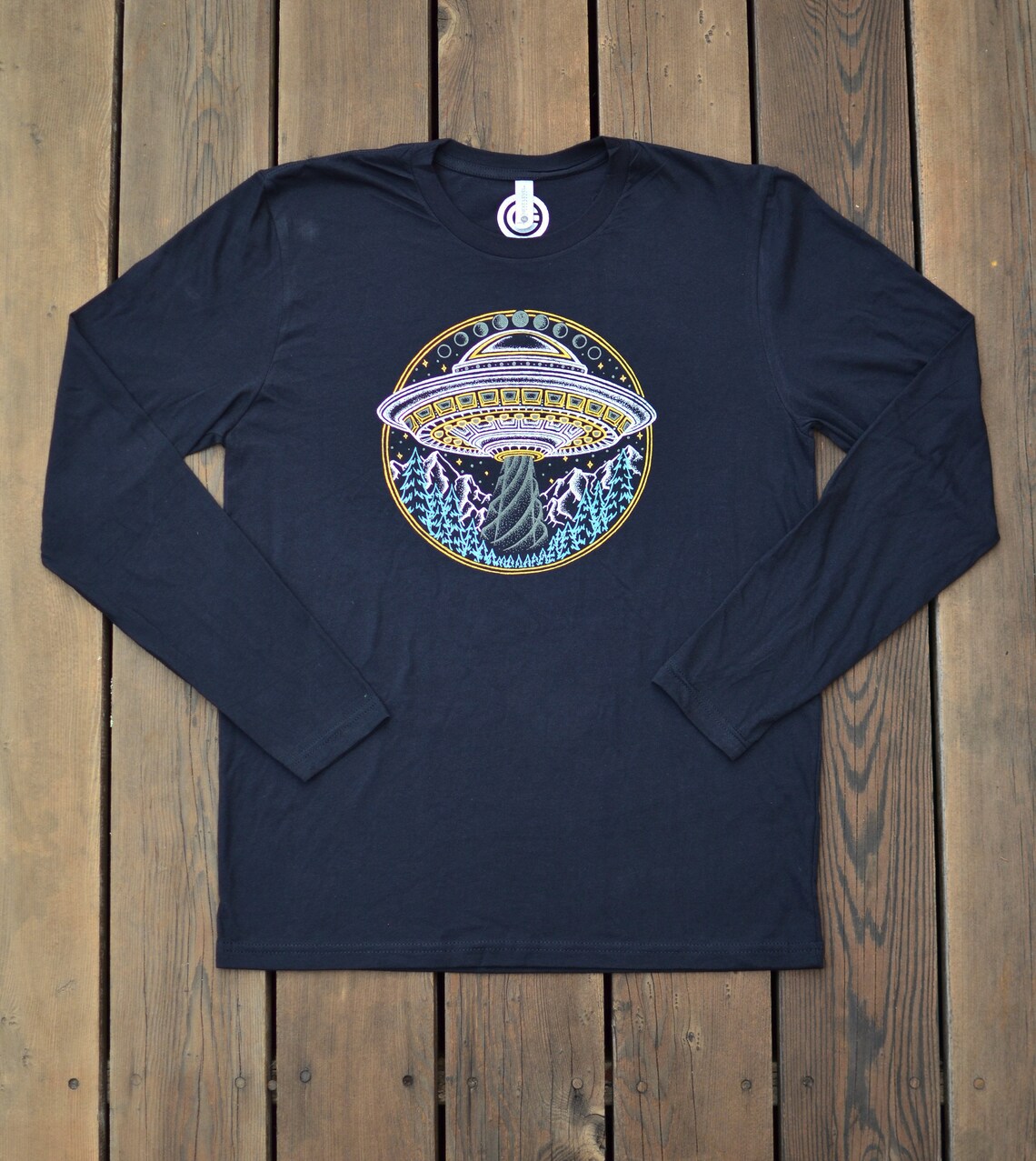 Glow in the Dark Alien UFO Long Sleeve T-shirt - Men's UFO Shirt ...