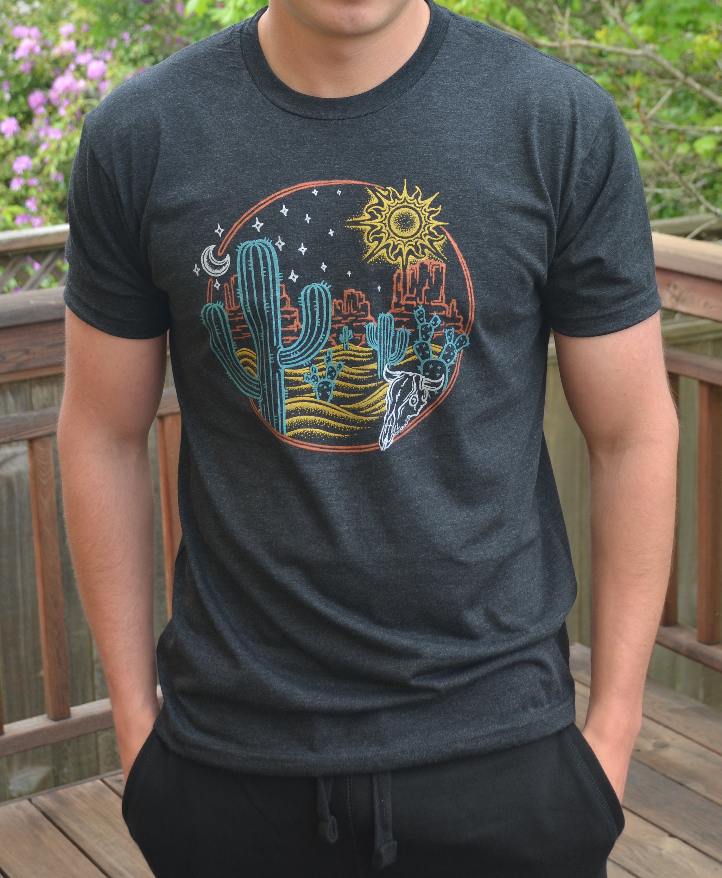 Desert Cactus Mens T Shirt Nature Shirt Mens Black Shirt | Etsy