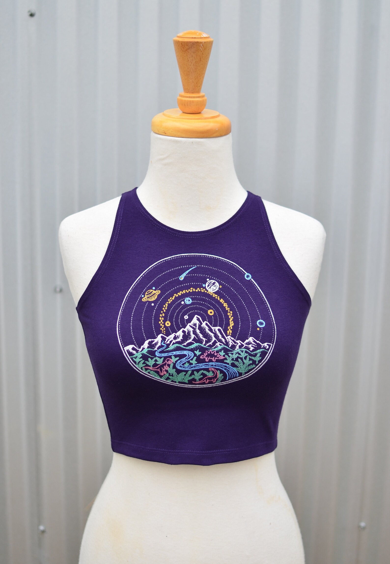 Dinosaur Space Crop Top Solar System Crop Top Dino Crop - Etsy