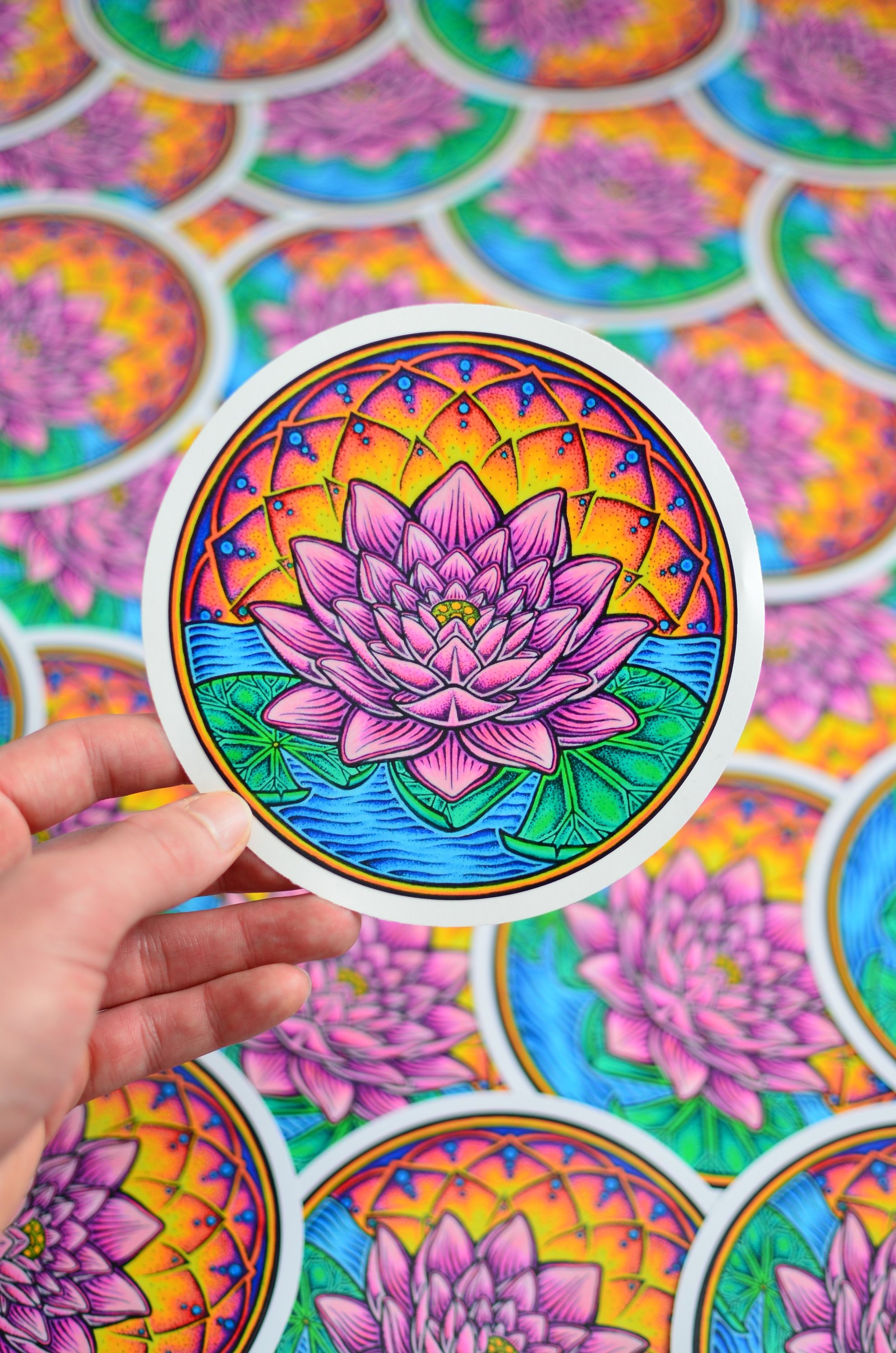 Hand Drawn Lotus Flower Sticker - Nature Sticker - Water Lilly Sticker ...
