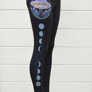 Glow in the Dark Alien UFO Fitness Leggings - Women's Black Yoga ...