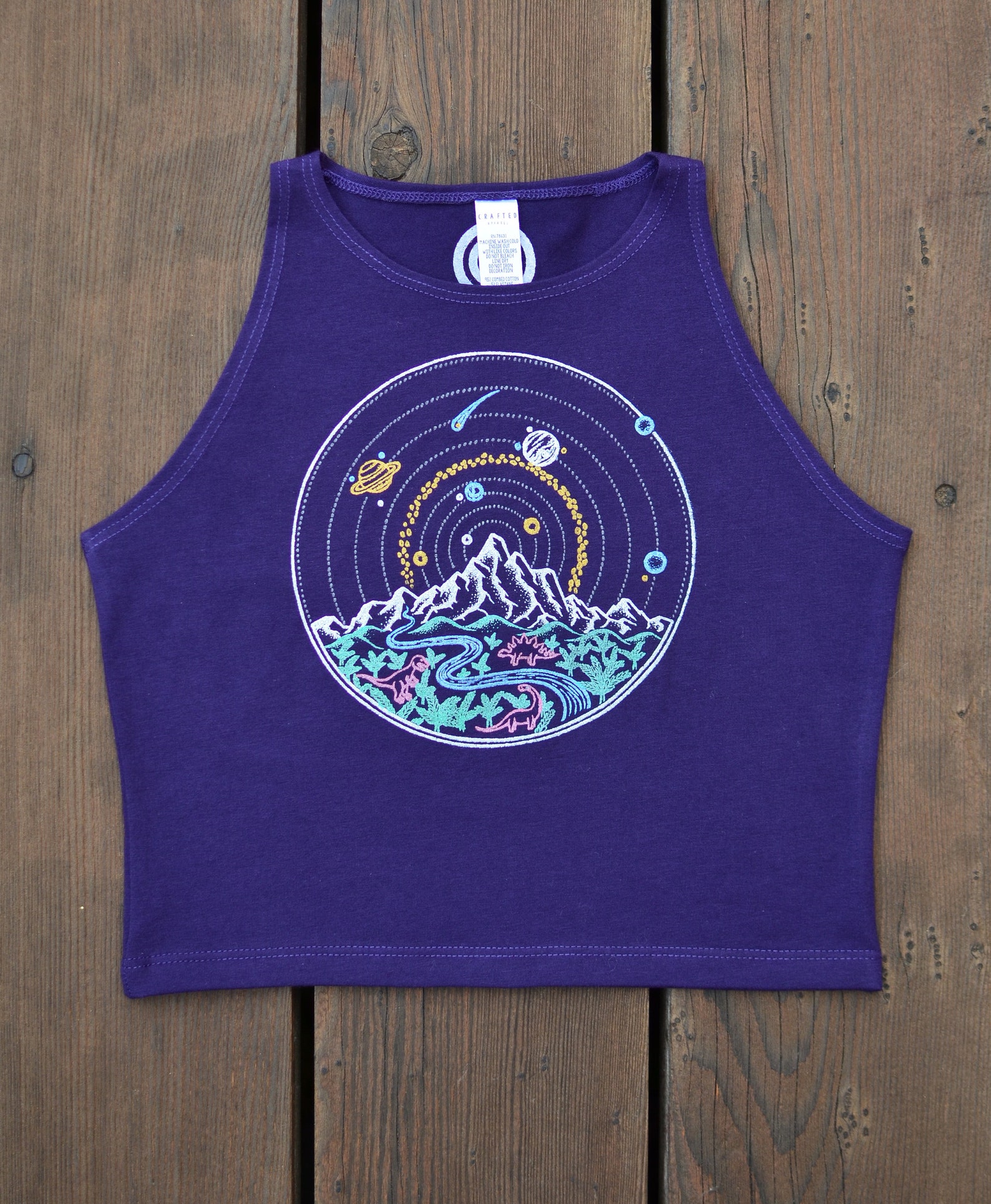 Dinosaur Space Crop Top - Solar System Crop Top - Dino Crop Top ...
