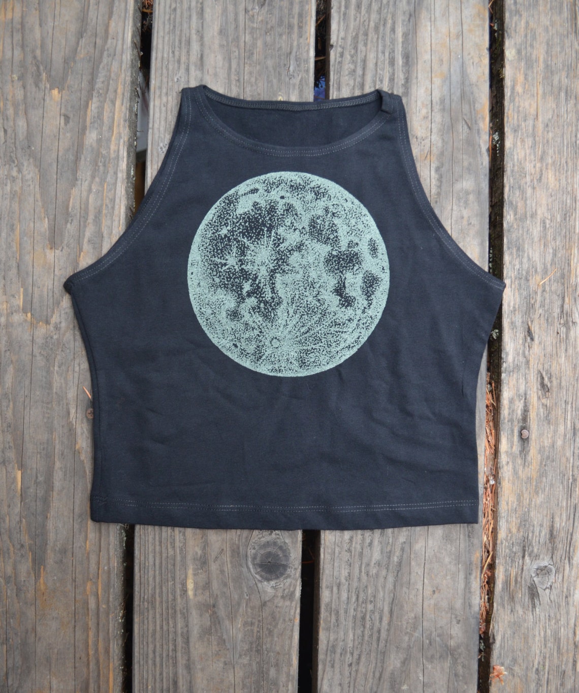Full Moon and Zodiac Crop Top - Glow in the Dark Fitted Crop Top - Yoga ...