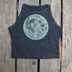Full Moon and Zodiac Crop Top - Glow in the Dark Fitted Crop Top - Yoga ...
