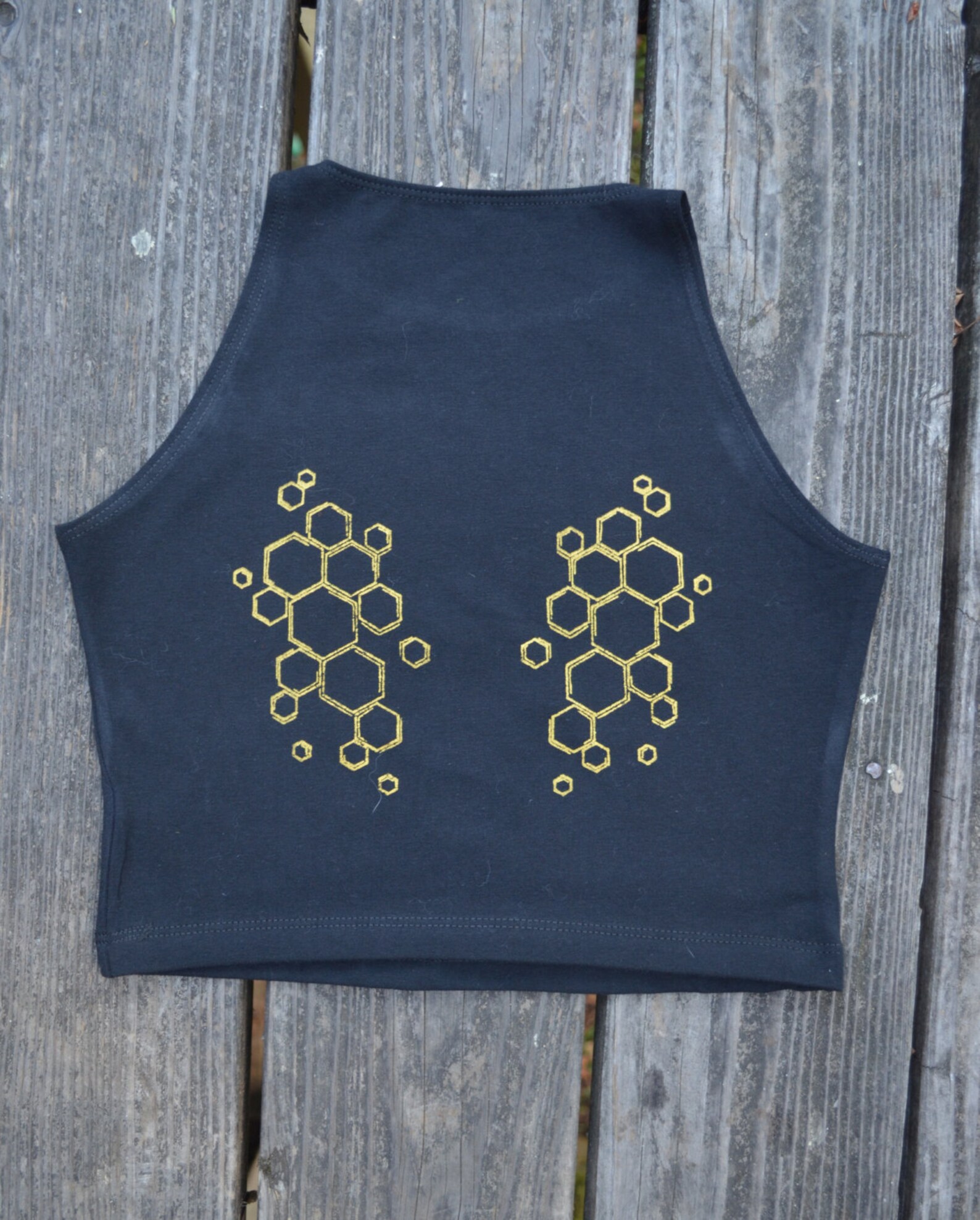 Golden Sacred Geometric Honey Bee Crop Top Black Crop Top - Etsy
