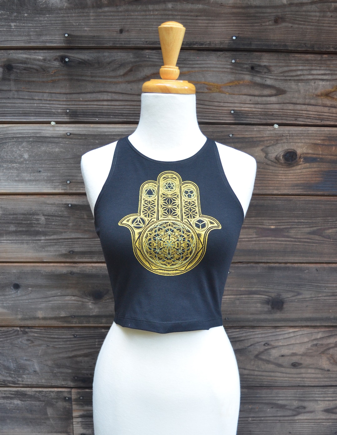 Hamsa Hand Crop Top - Sacred Geometry Crop Top - Yoga Crop Top - Glow ...