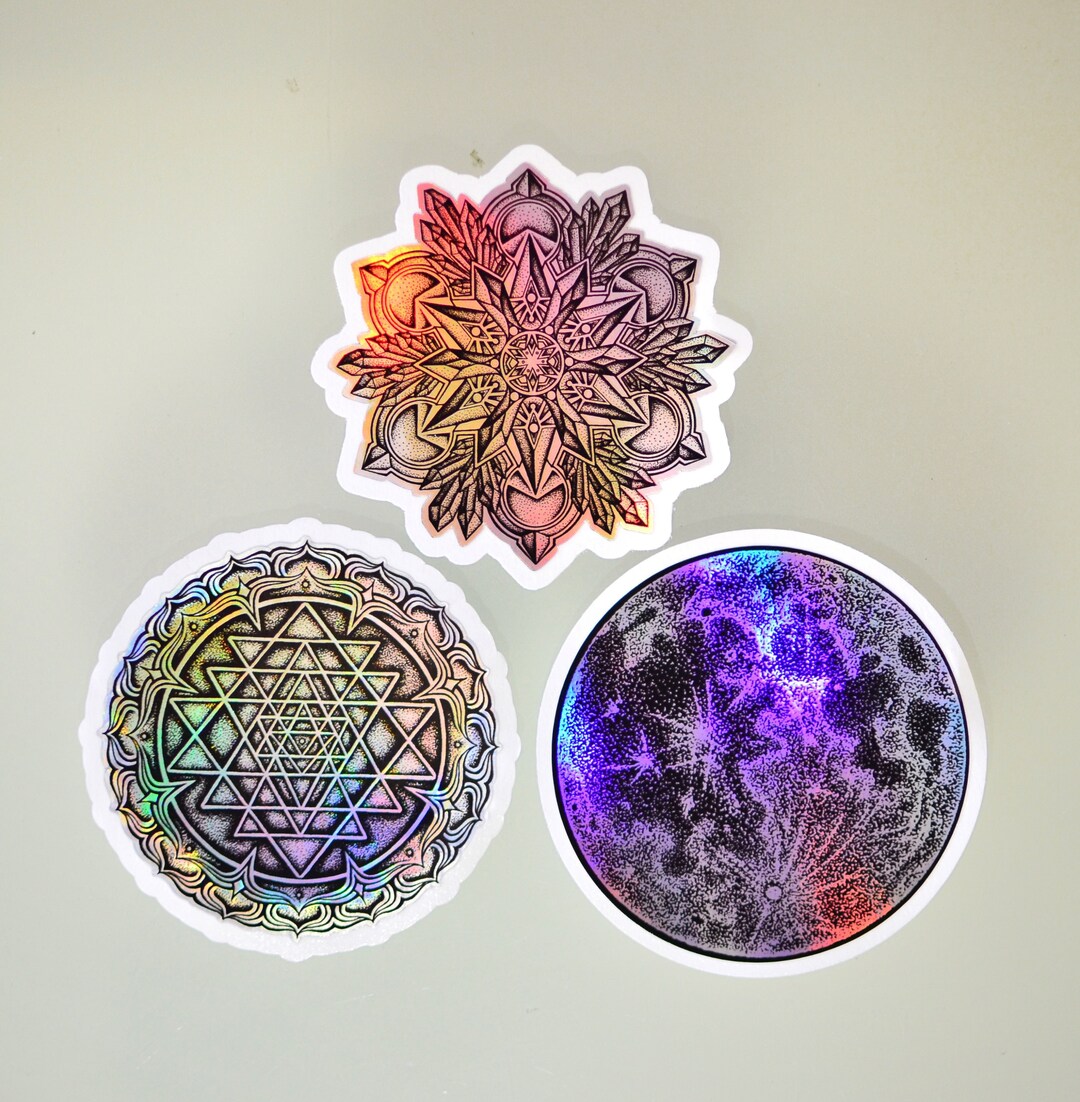 Holographic Sticker Pack! - 3 X 3inch Hand Drawn Holographic Stickers ...