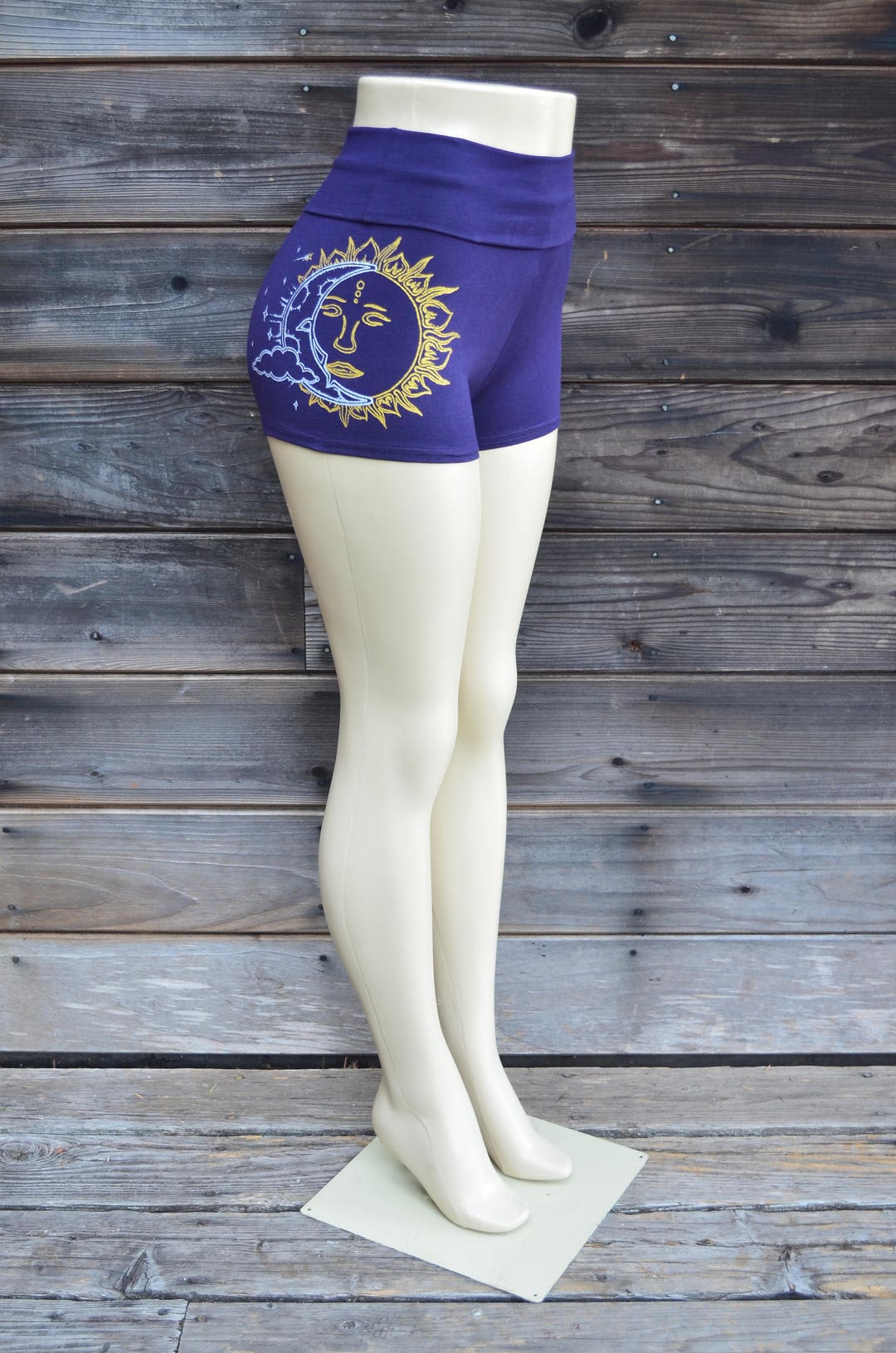 Purple Sun and Moon Hot Shorts - Glow in the Dark Moon Phases - Women's ...