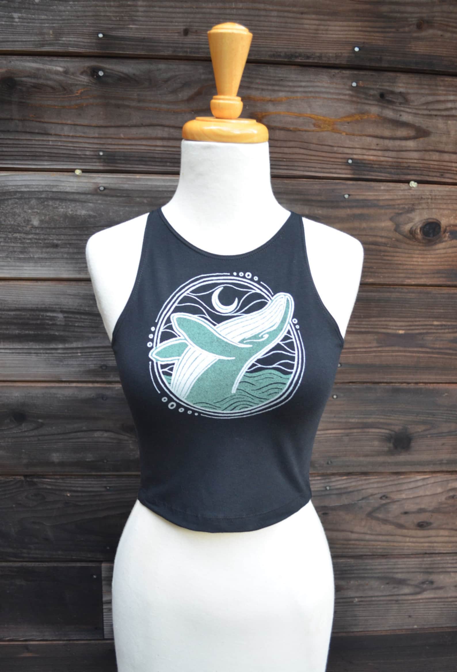 Glow in the Dark Whale Fitted Crop Top Sacred Geometry Crop | Etsy