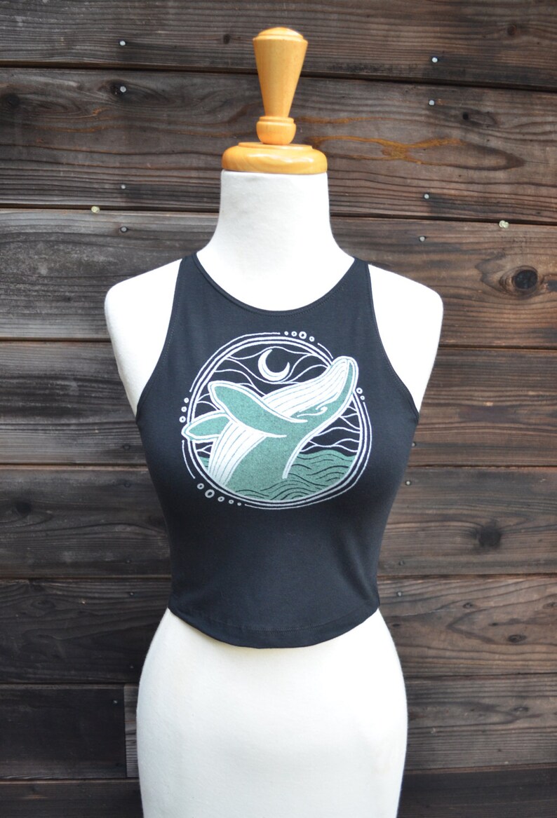 Glow in the Dark Whale Fitted Crop Top - Sacred Geometry Crop Top ...