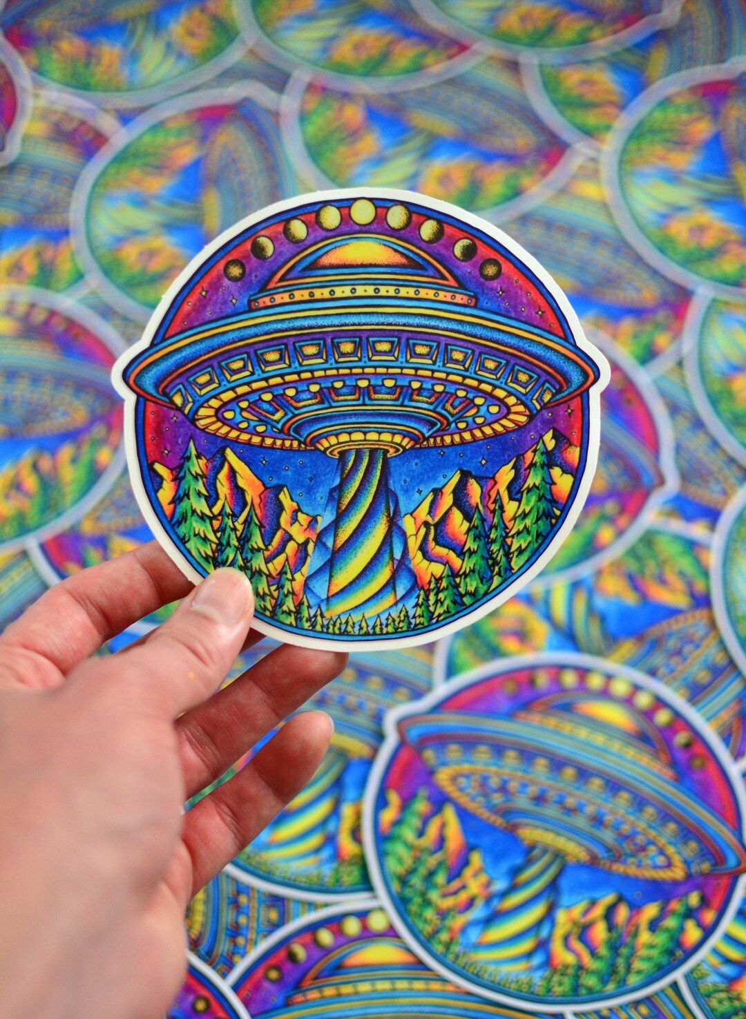 Hand Drawn UFO Sticker - Flying Saucer Sticker - Alien Sticker - iPhone ...