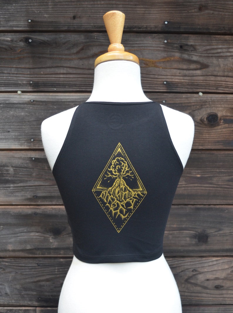 Black Fitted Volcano Fire Crop Top fire Element | Etsy
