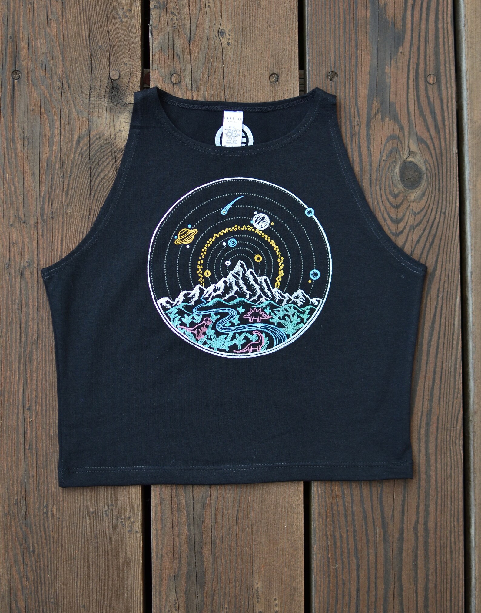 Dinosaur Space Crop Top - Solar System Crop Top - Dino Crop Top ...