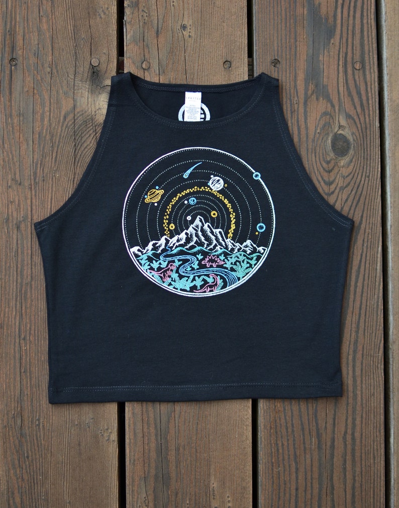 Dinosaur Space Crop Top Solar System Crop Top Dino Crop | Etsy