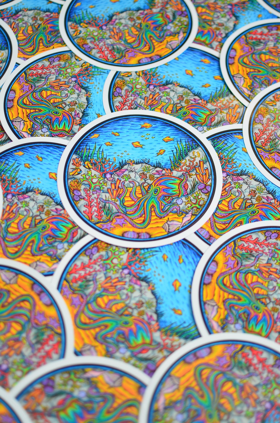 Hand Drawn Octopus Sticker Coral Reef Sticker Ocean - Etsy