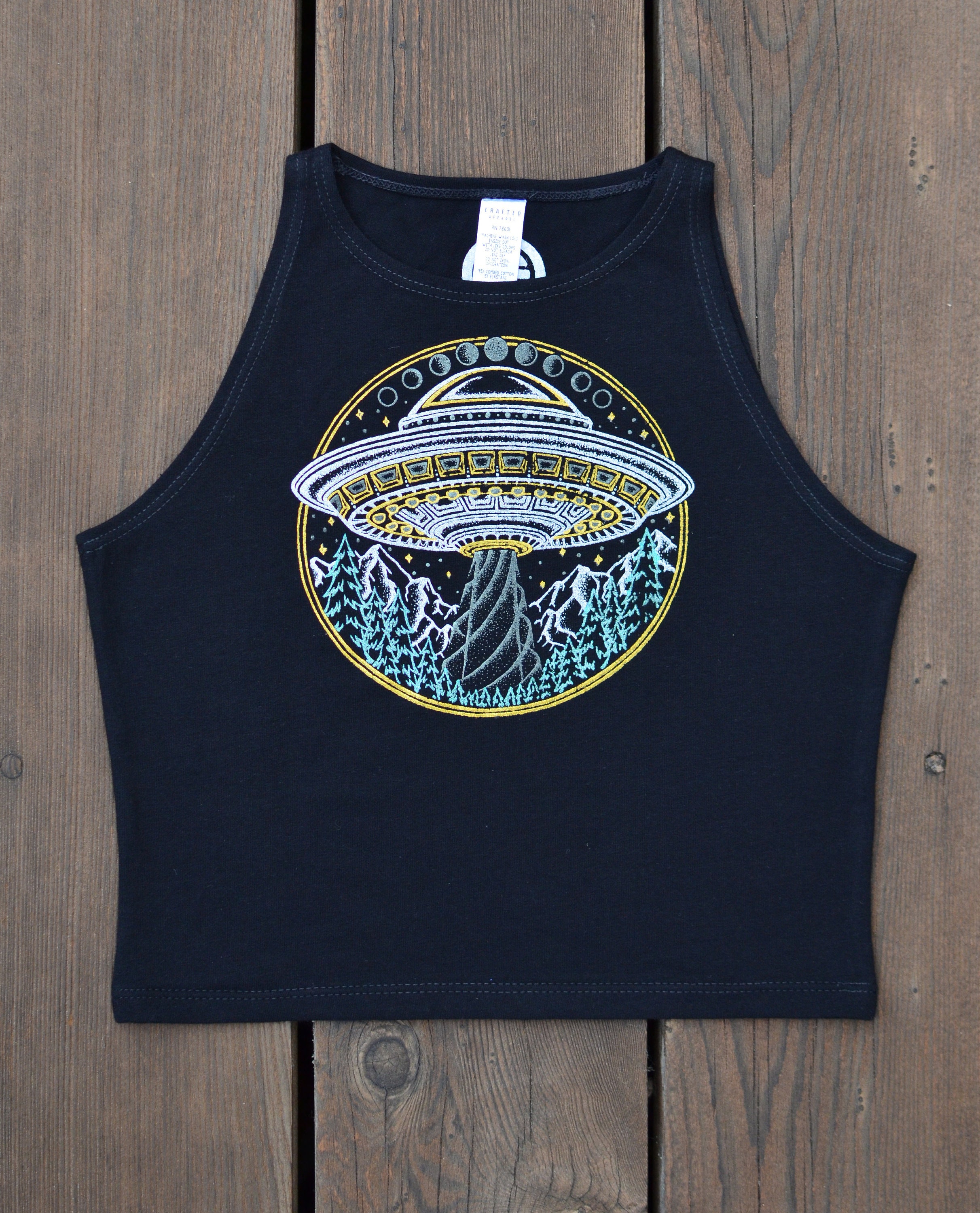 Glow in the Dark Alien UFO Crop Top Black Crop Top | Etsy