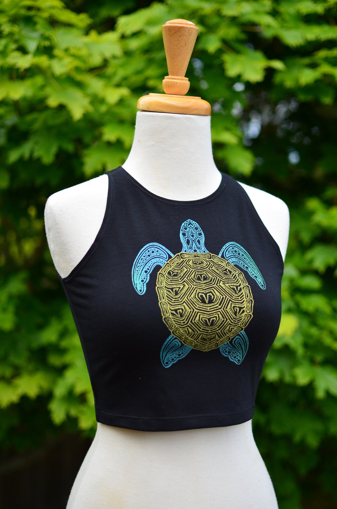 Geometric Sea Turtle Crop Top - Yoga Crop Top - Festival Crop Top ...