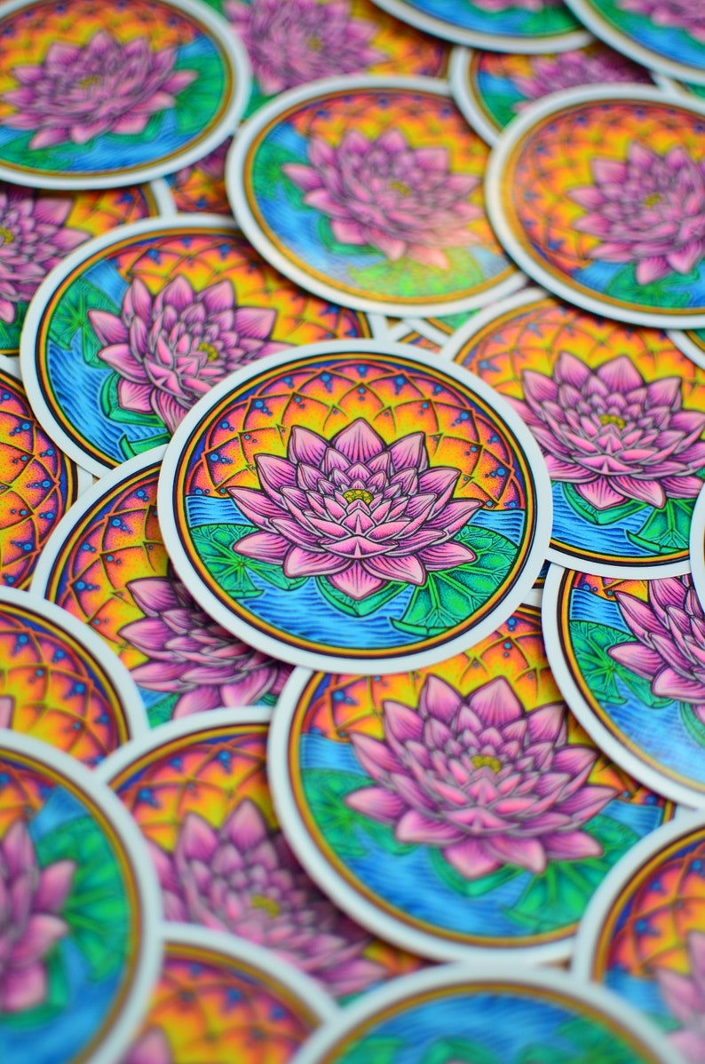 Hand Drawn Lotus Flower Sticker - Nature Sticker - Water Lilly Sticker ...