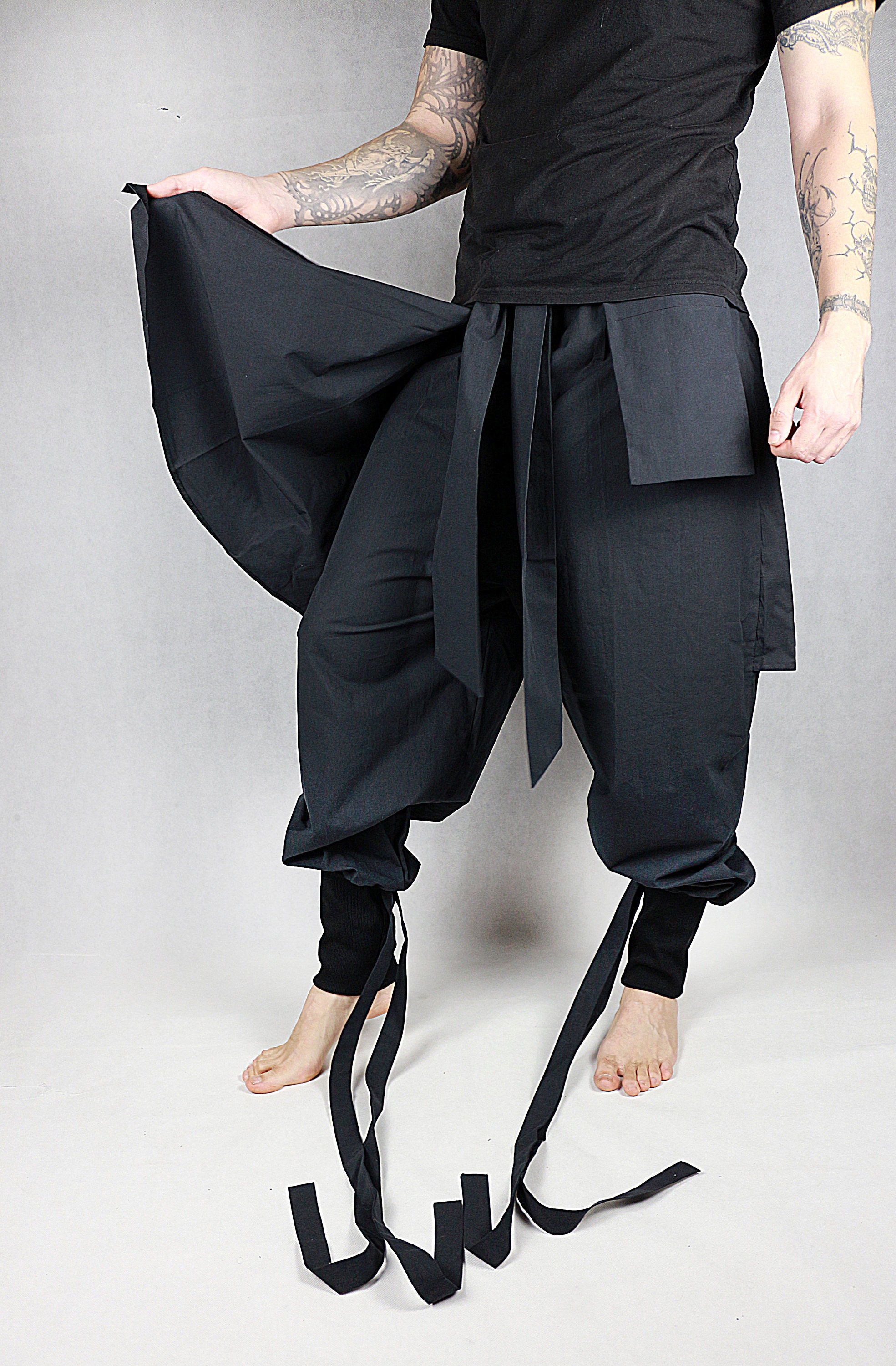 Hakama Pants Black Japanese Style Samurai Trousers Etsy
