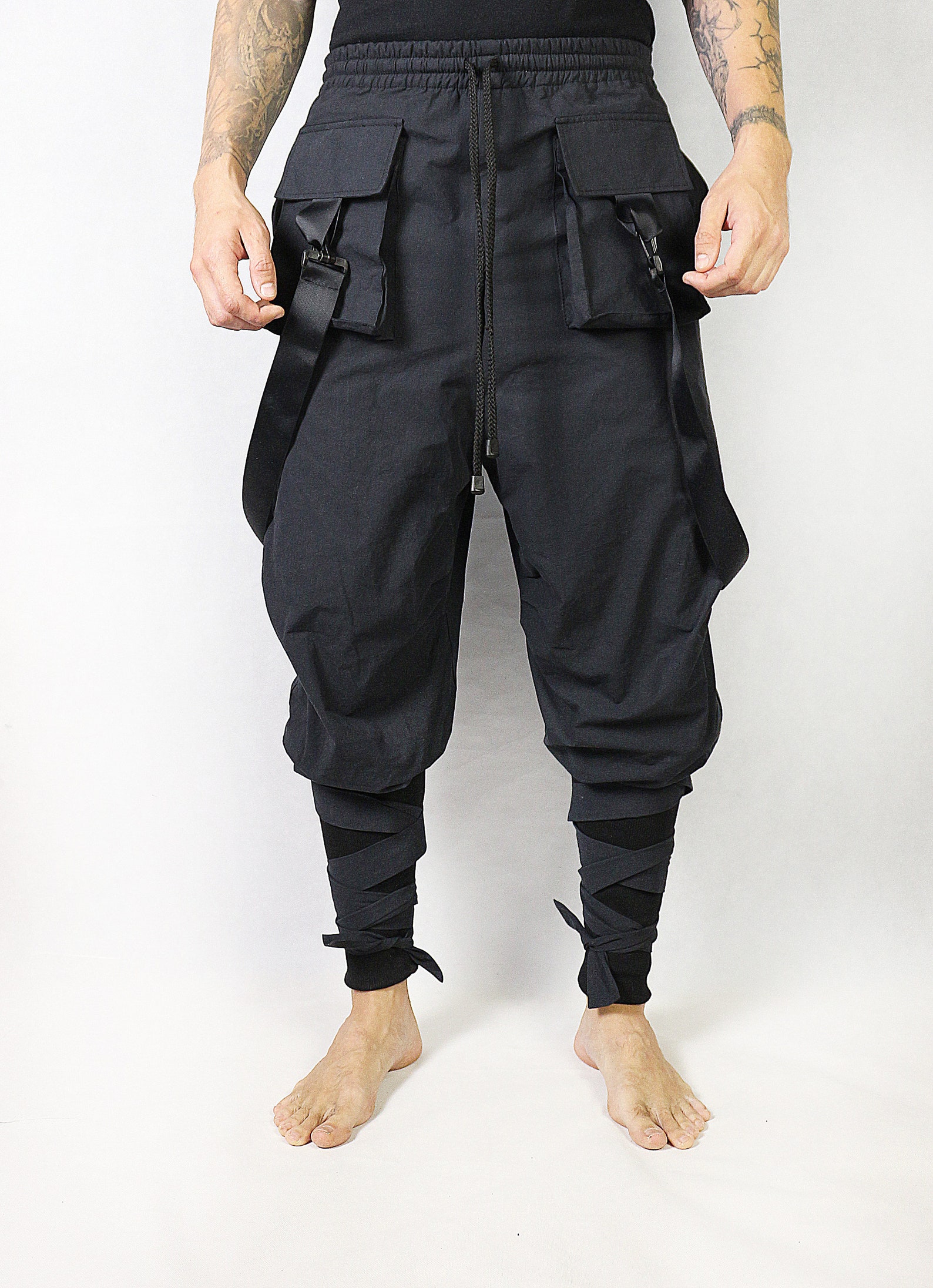 Hakama hybrid ninja pants black japanese style samurai | Etsy