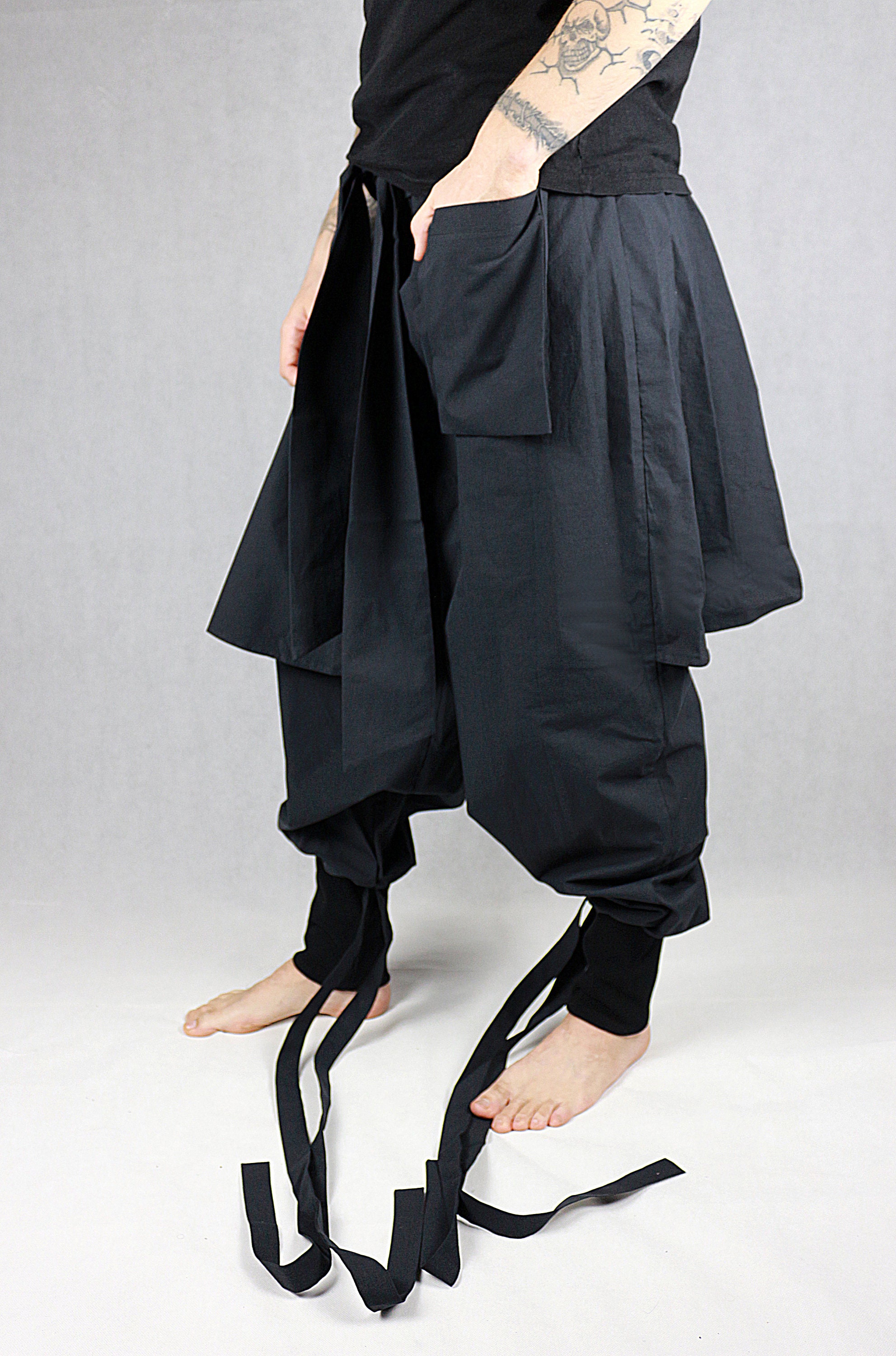 Hakama Pants With Removable Straps Japanese Style Samurai