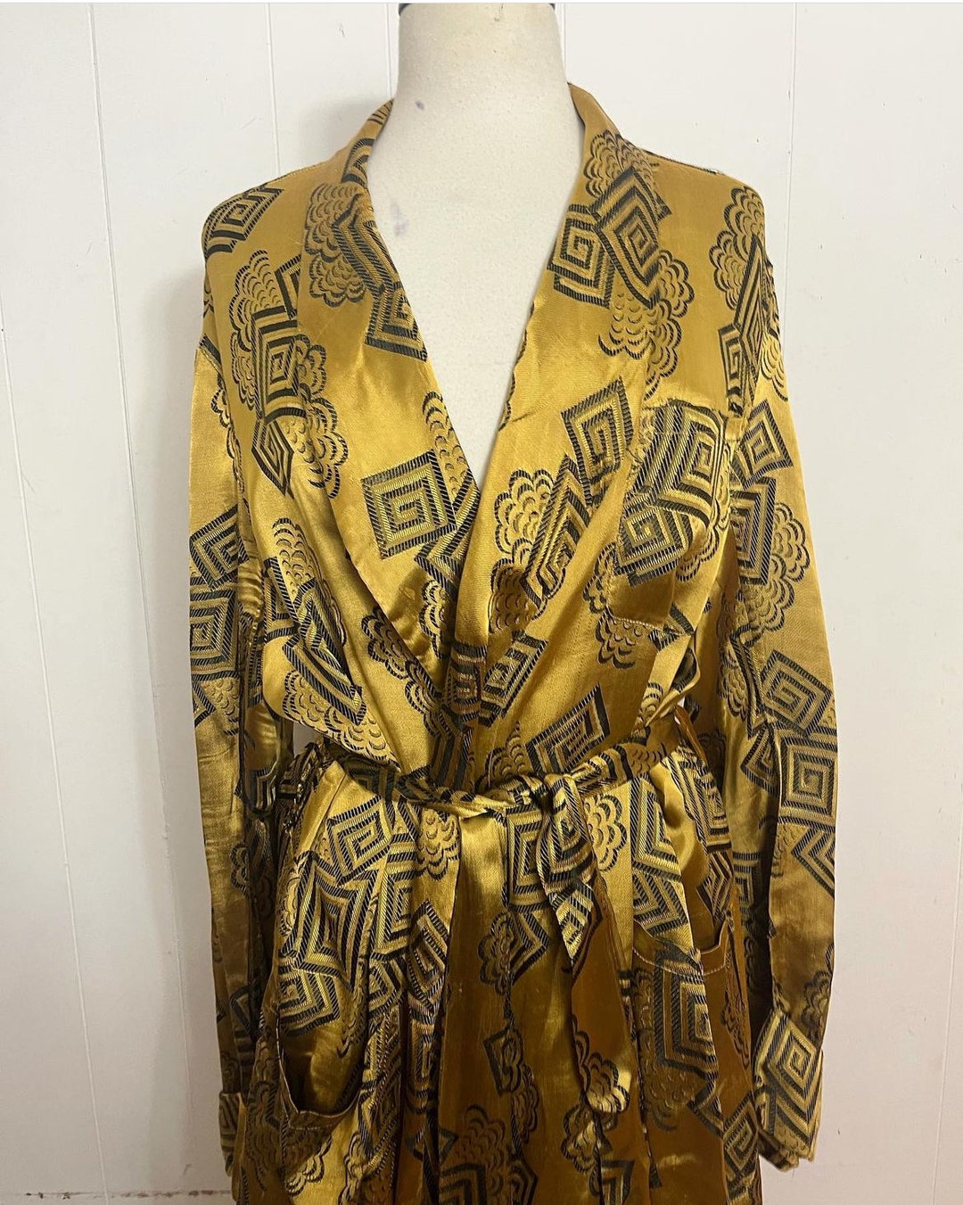 L/XL Vintage 1930s Gold Rayon Art Deco Gentlemans Robe - Etsy