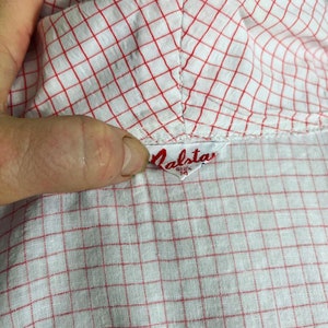 XL/ XXL 1940s Woven Cotton Check Pattern Red and White Robe Housecoat ...