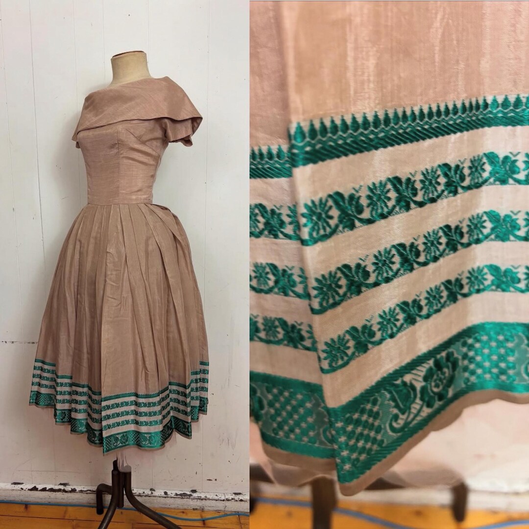 1950s Iridescent Silk Rayon Sari Fit and Flare Dress - Etsy