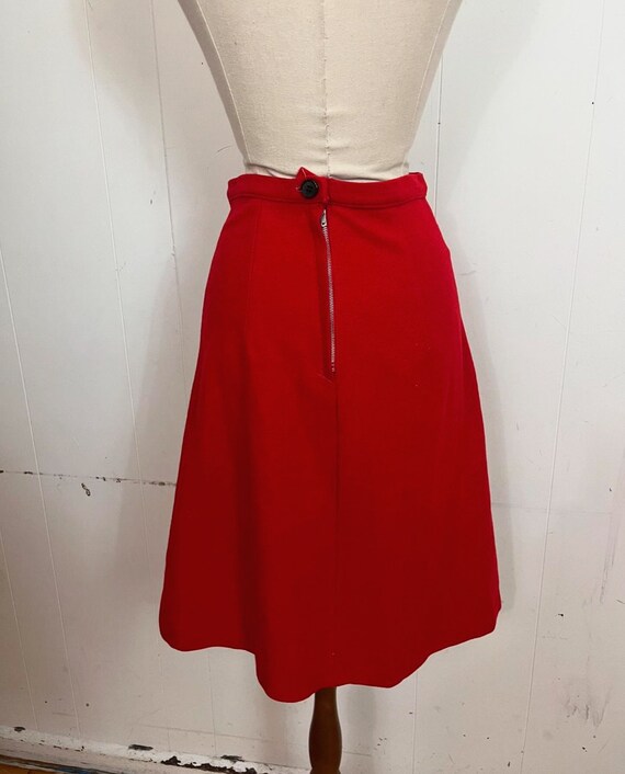 1950s fine red wool skirt with buttons & a fringe tha… - Gem