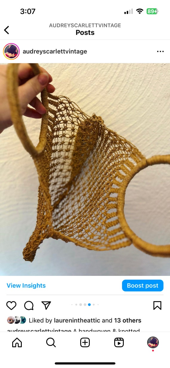 1960s hand knotted string shopping bag - Gem
