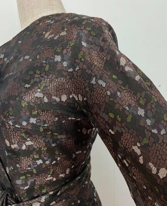 1960s VOLUPTUOUS chocolate brocade dress with hip swa… - Gem