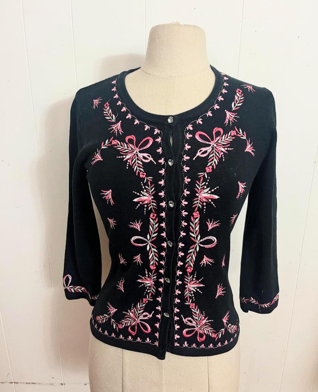 2000s DIESEL Embroidered Cardigan Pink and Black - Etsy
