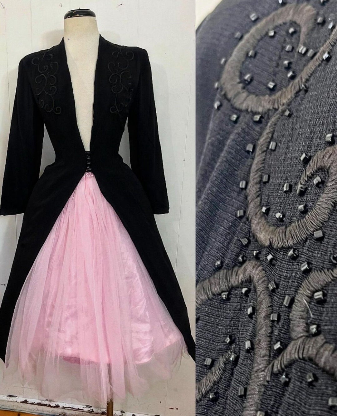 1940s Embroidered Beaded Swirl Frock Coat - Etsy