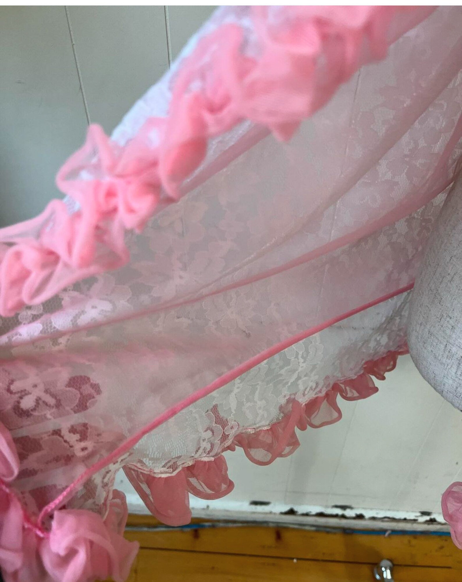 1960s Pink & White Lace Housecoat Coat Robe - Etsy