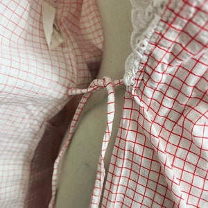 XL/ XXL 1940s Woven Cotton Check Pattern Red and White Robe Housecoat ...