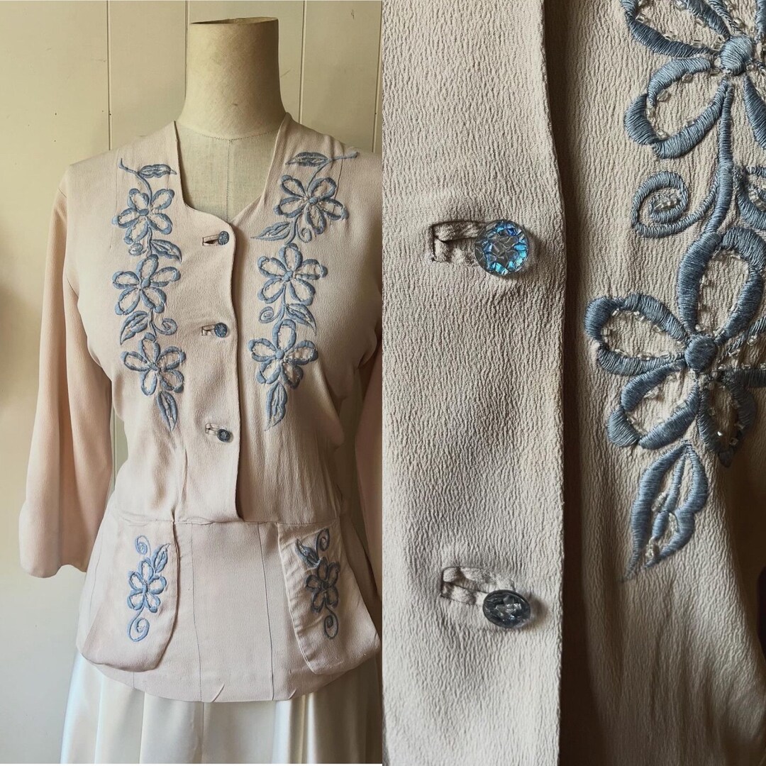 1940s Beaded Embroidered Jacket Voluptuous Plus Size - Etsy