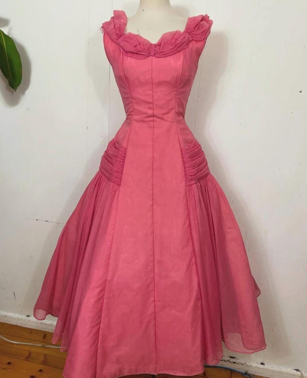 1950s Pink Romantic Fit and Flare Frock - Etsy