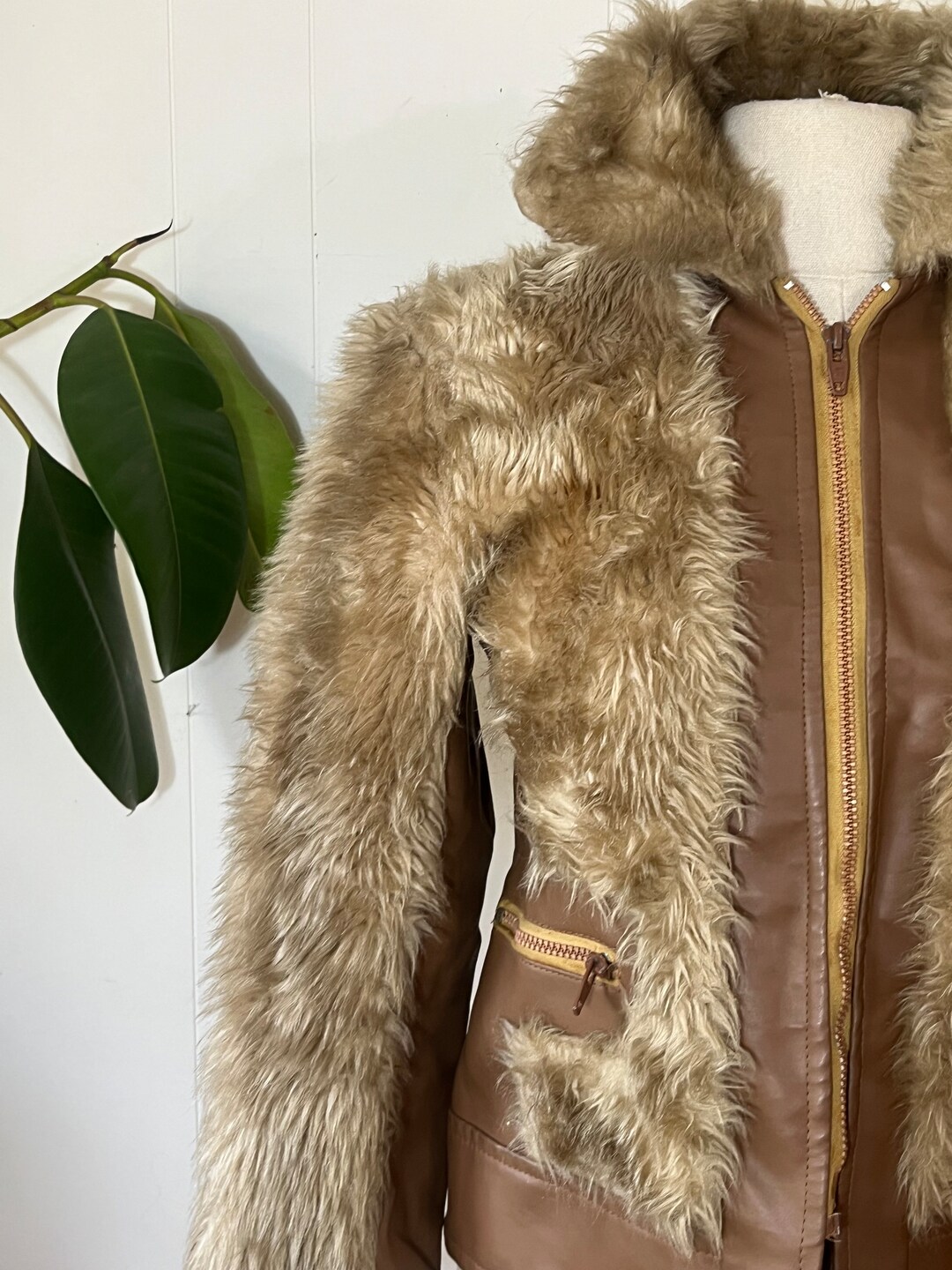 1970s Cropped Faux Fur & Pvc Jacket - Etsy