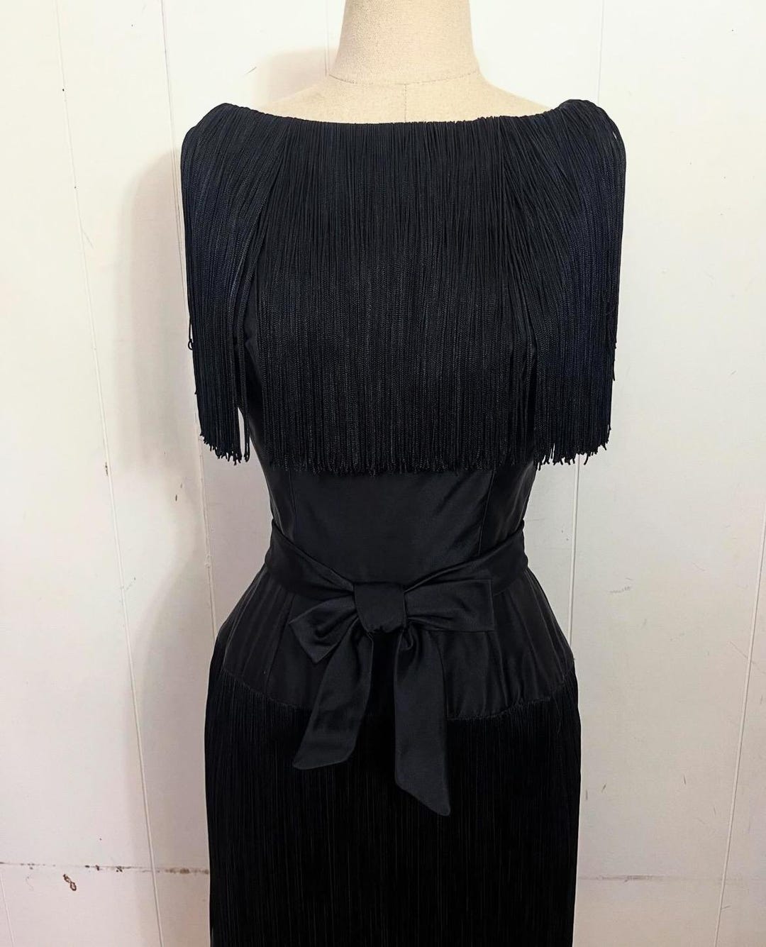 1950s LUXURIOUS Silk Satin Fringed Dress by Edward Abbott • Wilson ...
