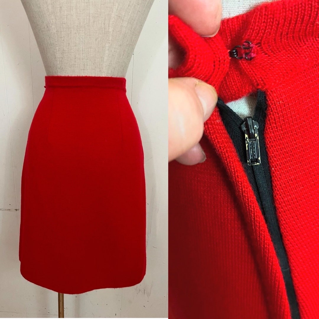 1960s SCARLET Pure Wool Double Knit Jersey Wiggle Skirt - Etsy
