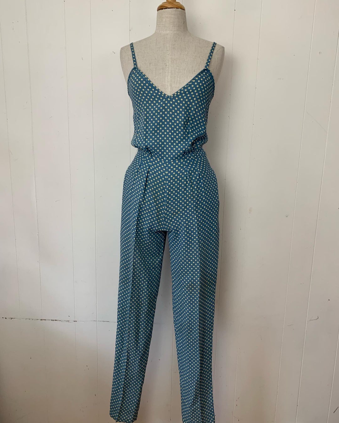 1980s Polka Dot Disco Jumpsuit With Peekaboo Back and Pockets - Etsy