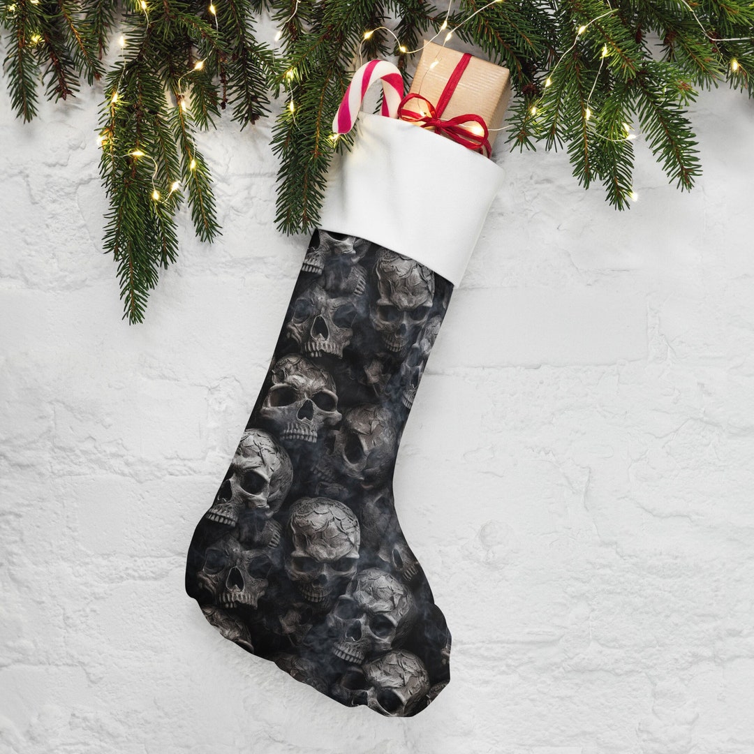 Goth Christmas Stocking Skulls Christmas Stocking Punk Xmas Stocking ...