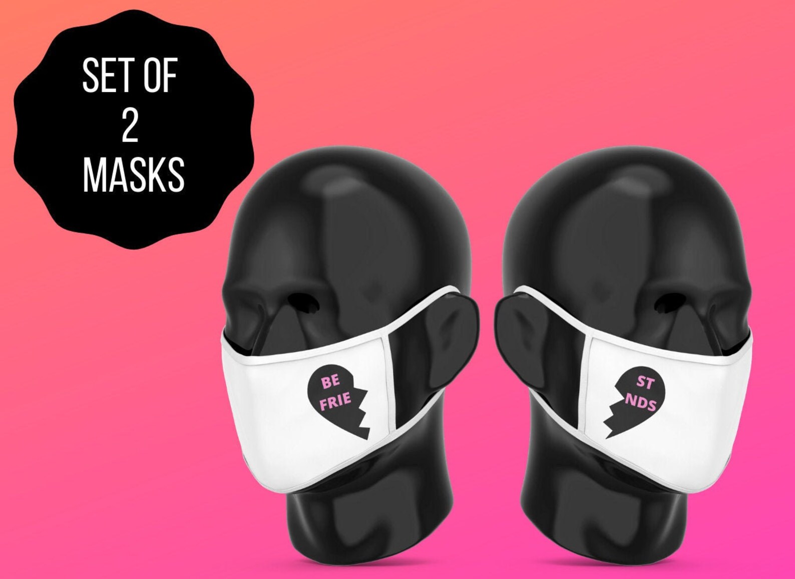 Best Friends Face Mask Set BFF Face Masks Best Friends | Etsy