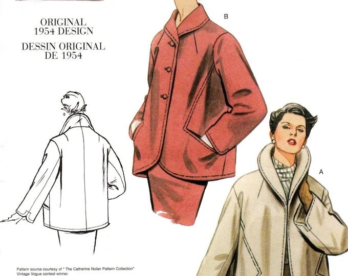 Vogue 2884 Vintage Model 1954 Design Hip Length Jacket Pattern Choose ...
