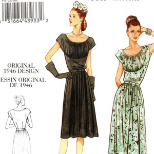 Vogue 8728 Vintage Model 1940's Design Shirred Bodice Dress Pattern ...