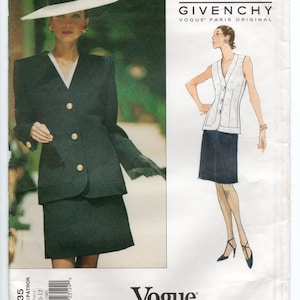 Givenchy Vogue 1735 Paris Jacket, Top, Skirt Vintage 90's Pattern Size ...
