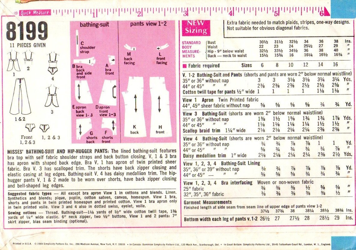 1960's Baby Doll Bathing Suit Hip Huggers Simplicity 8199 - Etsy